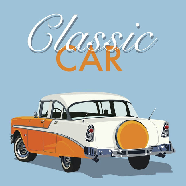 Classic American Car Fabric Panel - Blue
