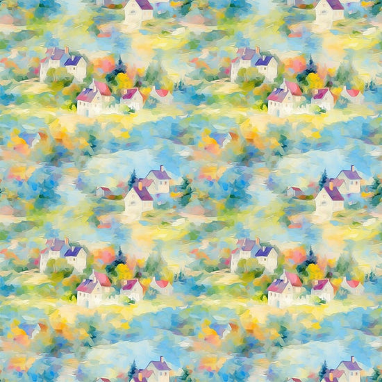 Claude Monet Village Pattern #1 Fabric