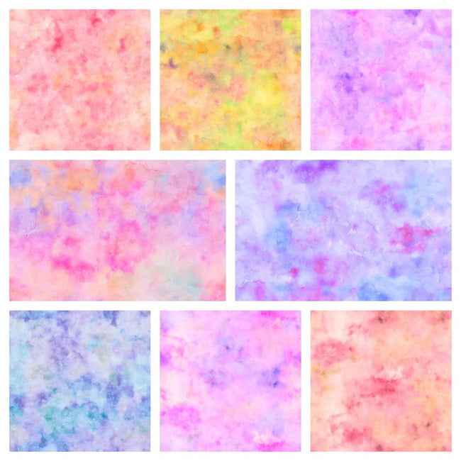 Colorful Watercolor Fabric Collection - 1 Yard Bundle