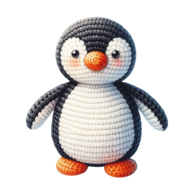 Crochet Animals Penguin Fabric Panel