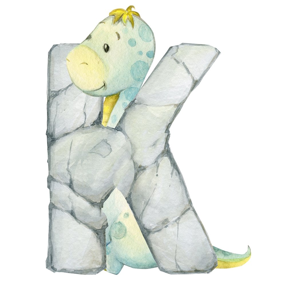 Cute Dinosaur "K" Fabric Panel