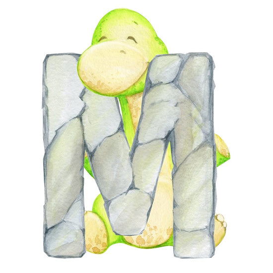 Cute Dinosaur "M" Fabric Panel