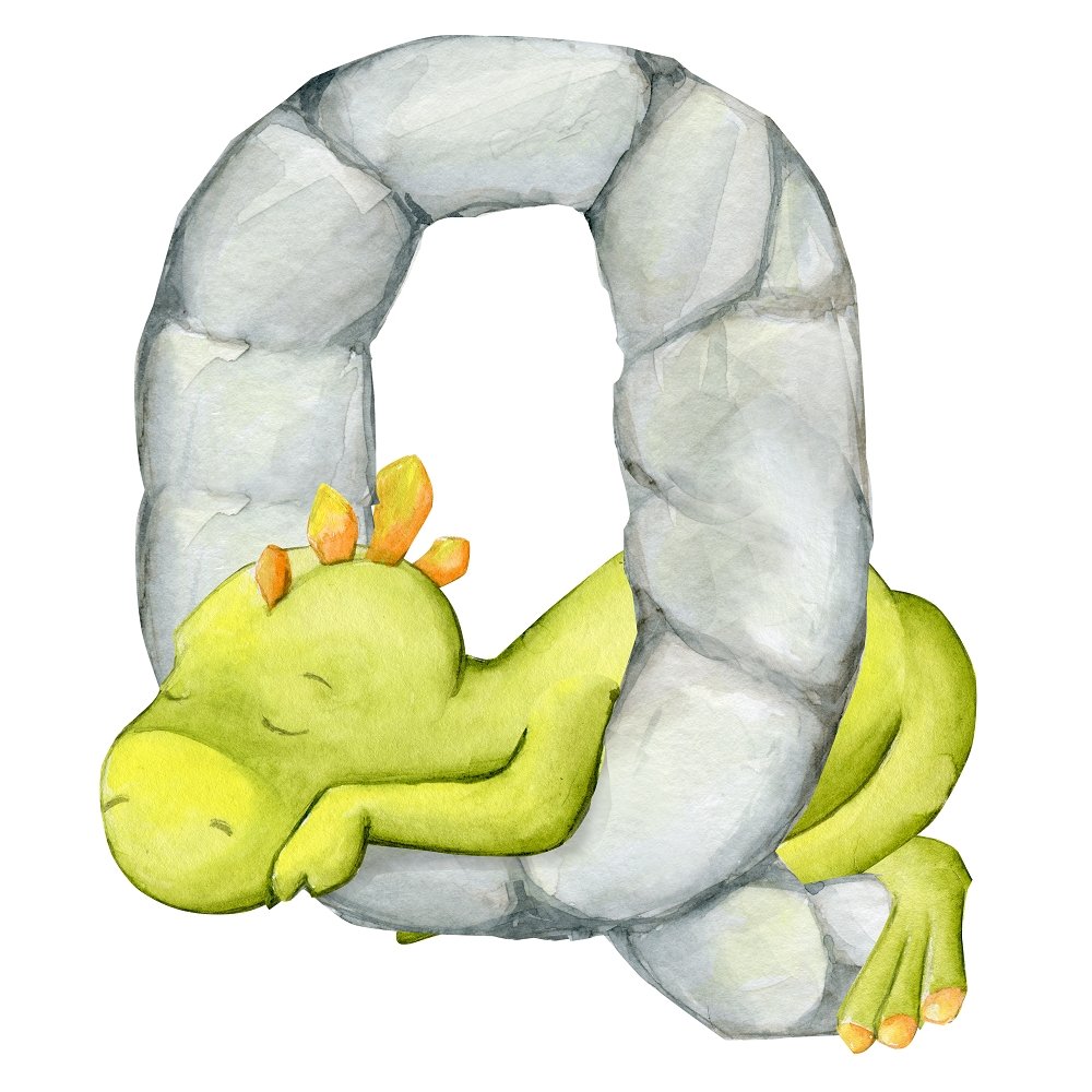 Cute Dinosaur "Q" Fabric Panel