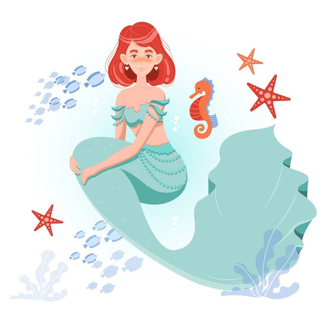 Cute Mermaid Character Fabric Panel