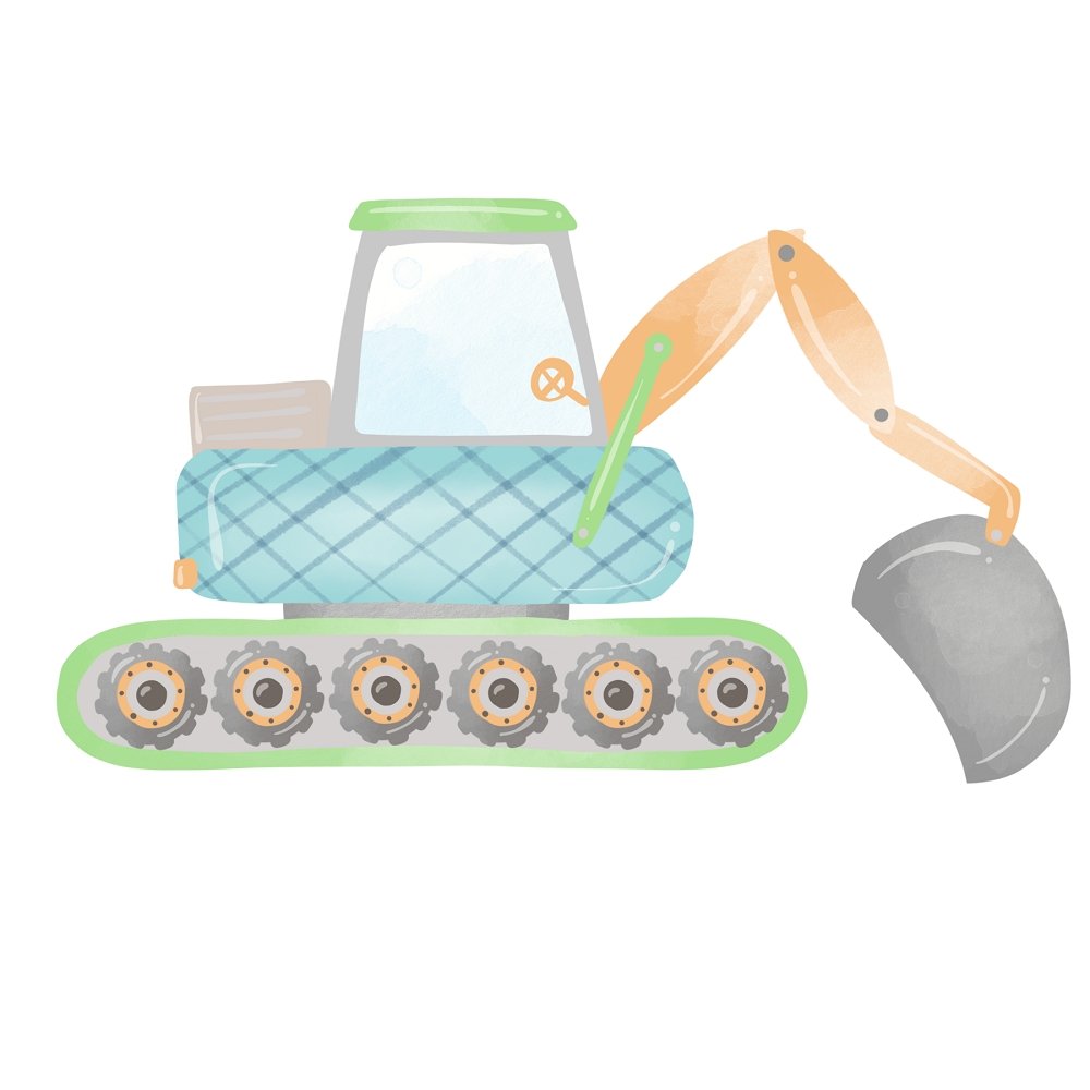 Diggers Excavators Fabric Panel