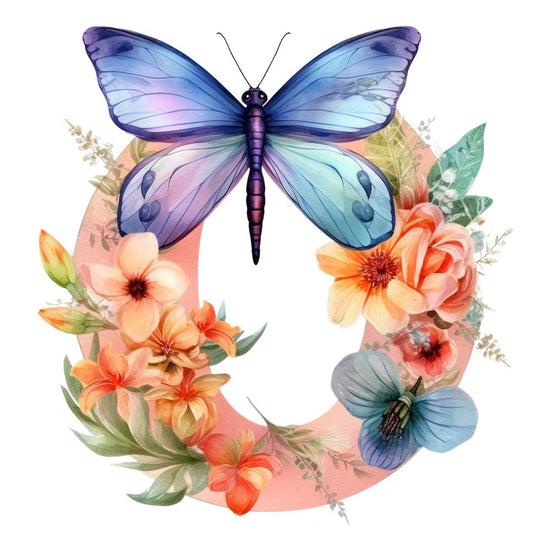 Dragonfly Flower ''O'' Fabric Panel
