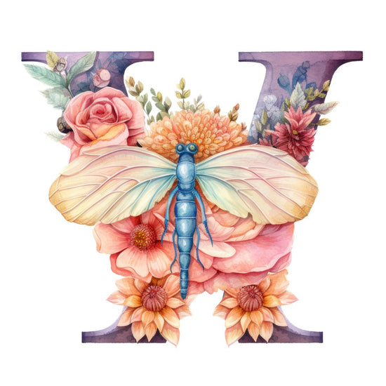 Dragonfly Flower ''W'' Fabric Panel