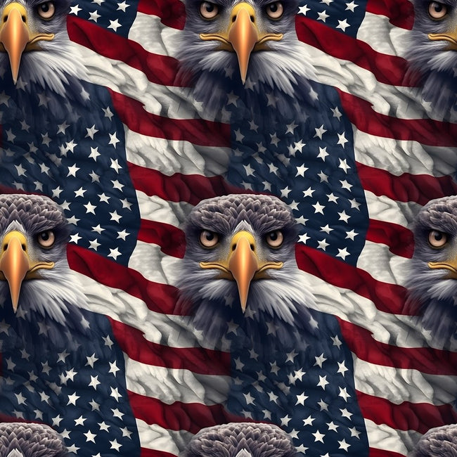 Eagles Over Flag Pattern #3 Fabric