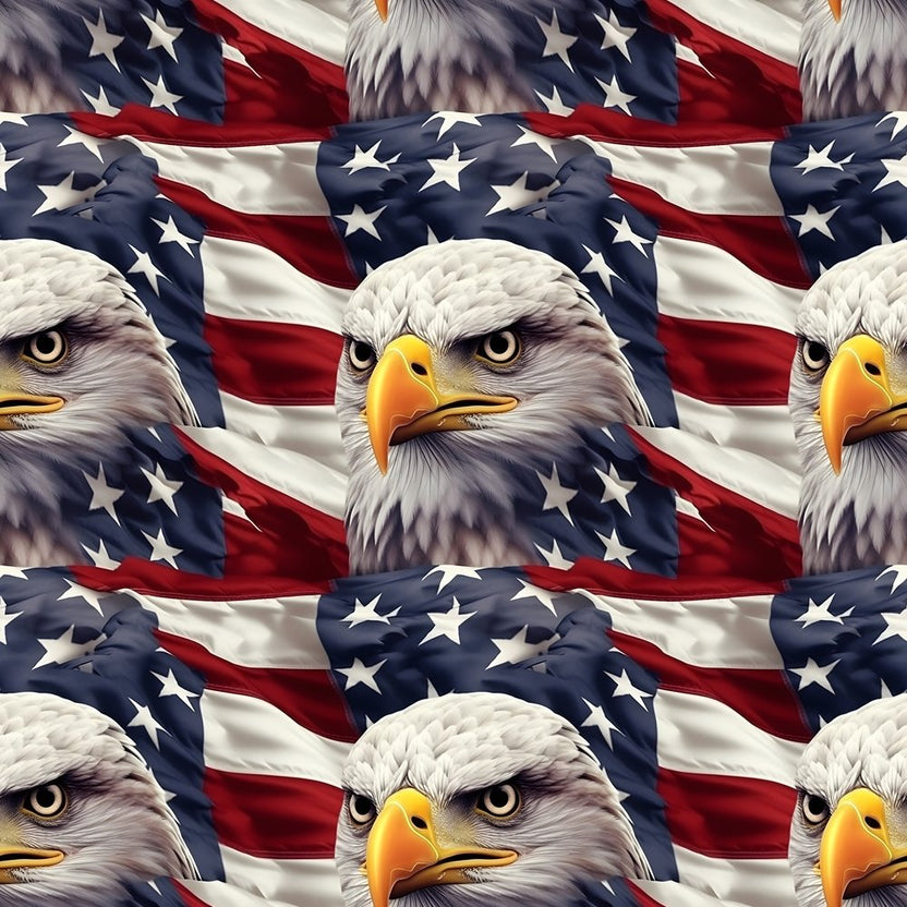Eagles Over Flag Pattern #5 Fabric