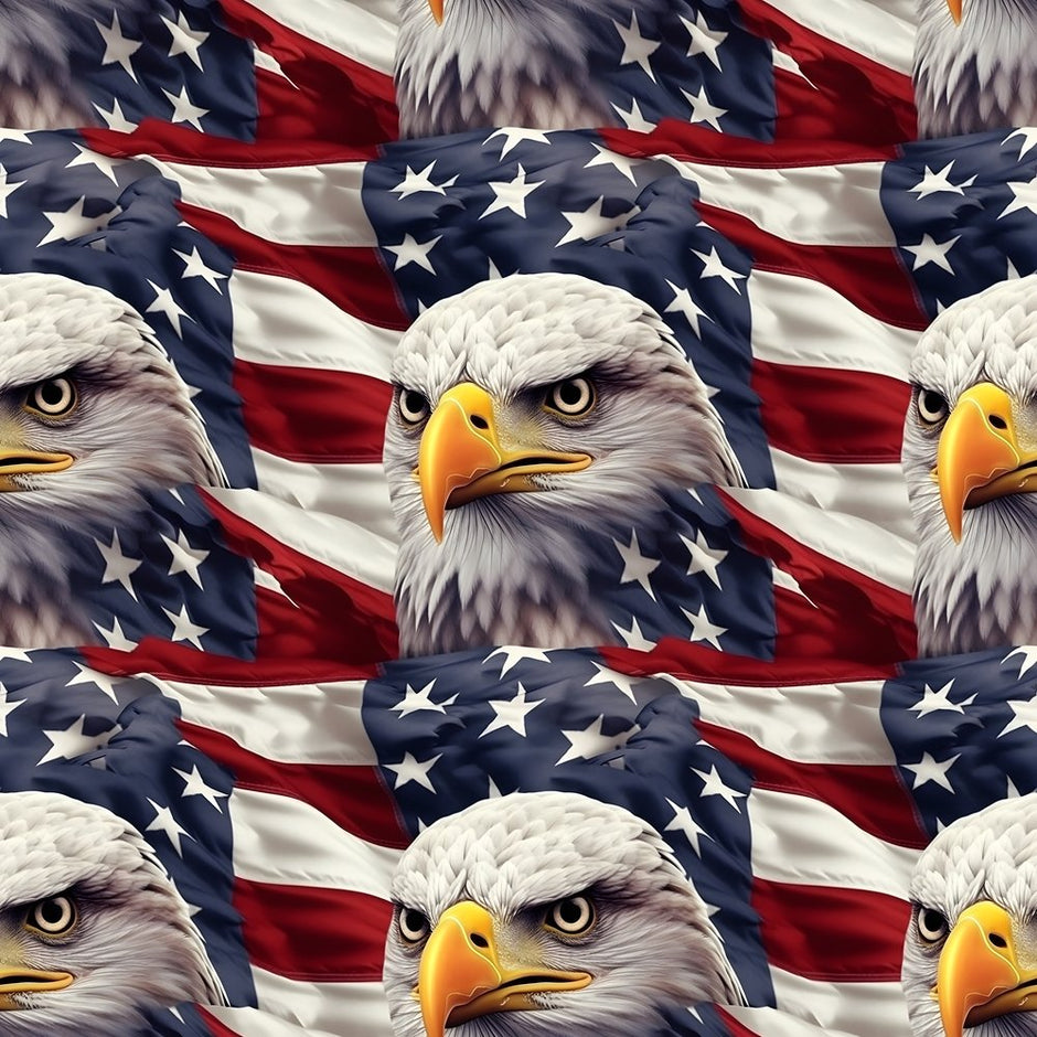 Eagles Over Flag Pattern #5 Fabric