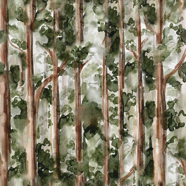 Evergreen Forest Scene #3 Fabric