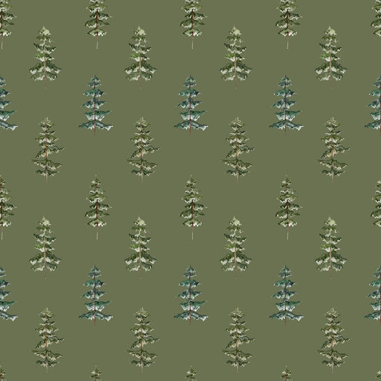 Evergreen Forest Trees Fabric - Green