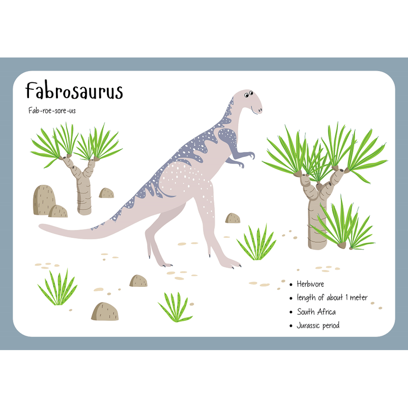 Fabrosaurus Flash Card Fabric Panel