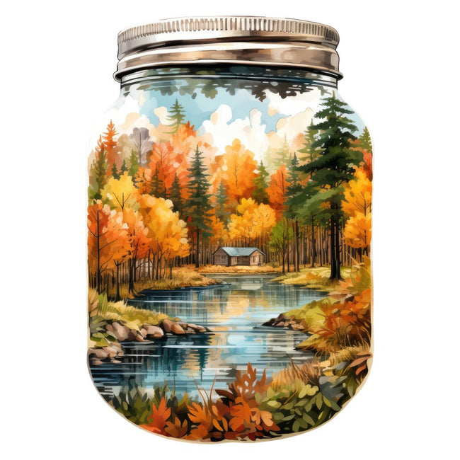 Fall in a Jar Cabin Fabric Panel