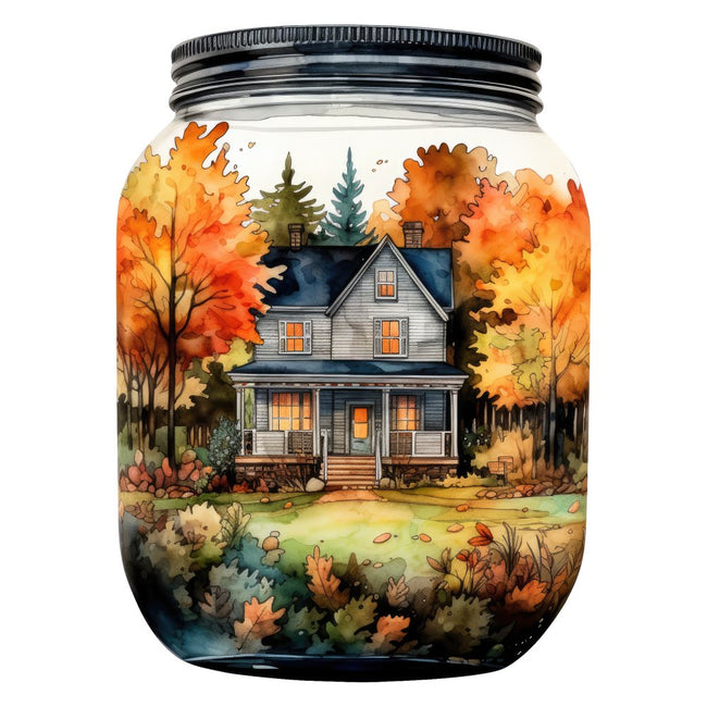 Fall in a Jar House Fabric Panel