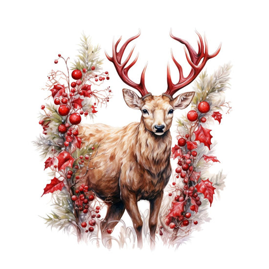 Festive Buck Scene Fabric Panel
