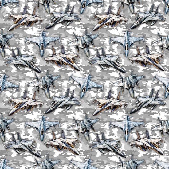 Fighter Jet On Camo Fabric