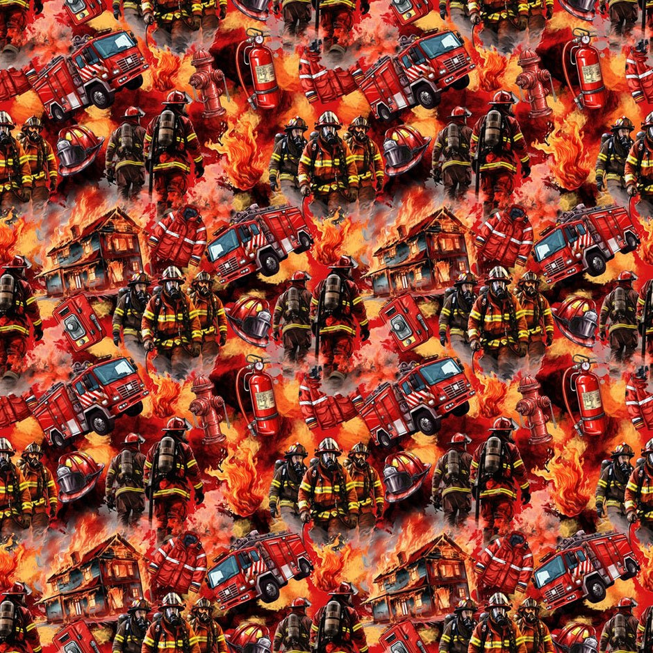 Firefighter & Fire Truck Fabric