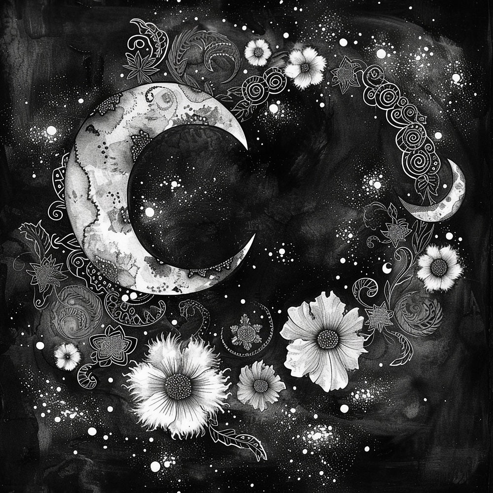 Floral Moon Variation #1 Fabric