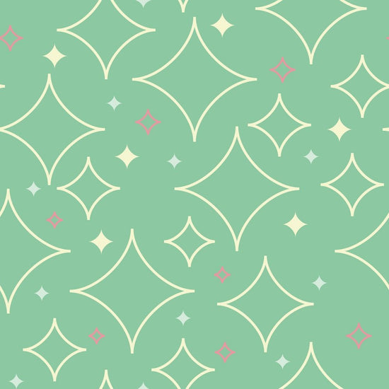 Furious 50s Stars Fabric - Green