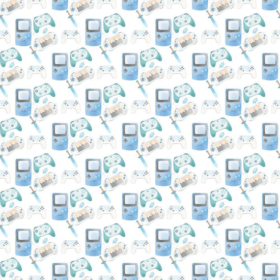 Gamer Pattern #1 Fabric - White