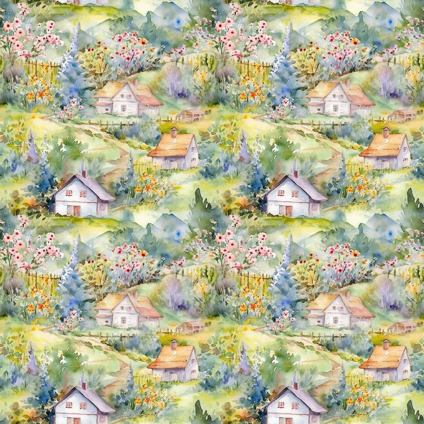 Garden Village Pattern #5 Fabric
