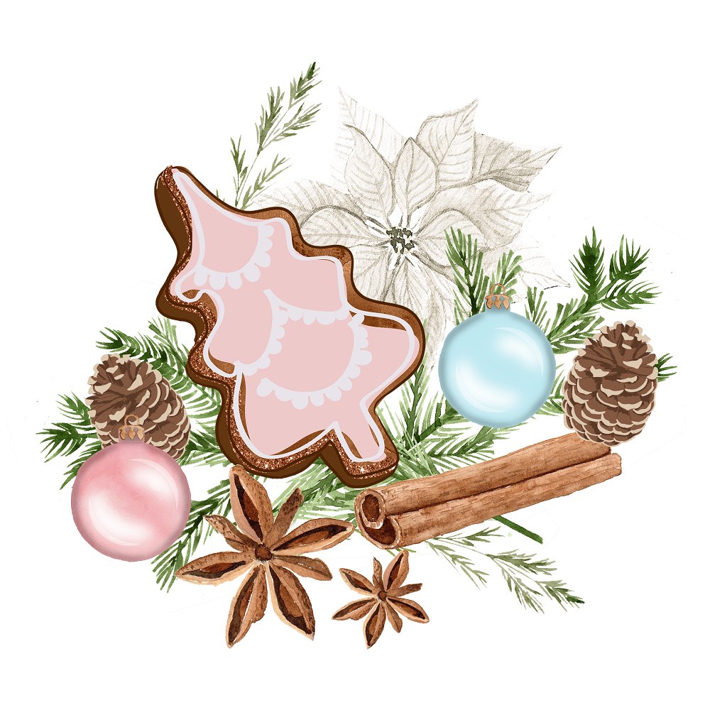 Gingerbread House Elements Fabric Panel