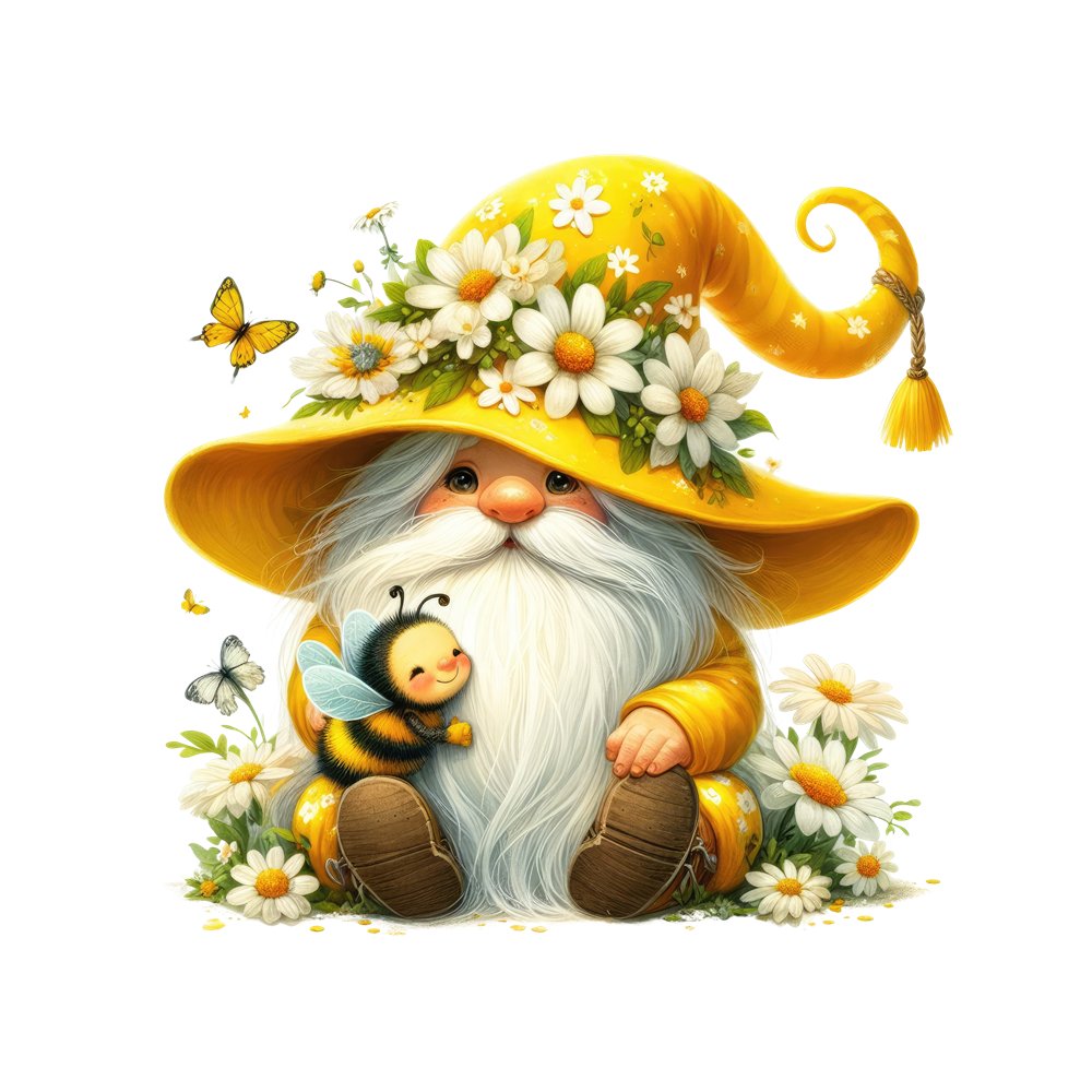 Gnomes & Animals Bumble Bee #1 Fabric Panel
