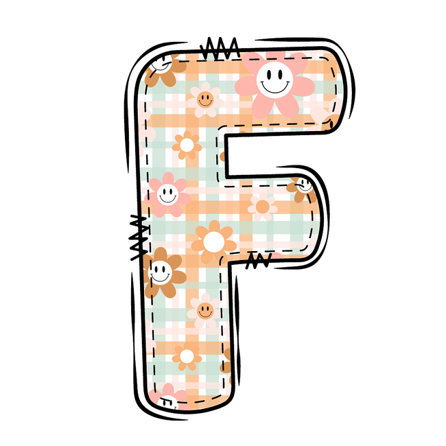 Groovy Doodle Letter ''F'' Fabric Panel