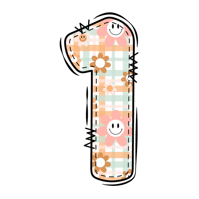 Groovy Doodle Number ''1'' Fabric Panel