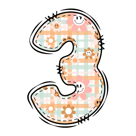 Groovy Doodle Number ''3'' Fabric Panel