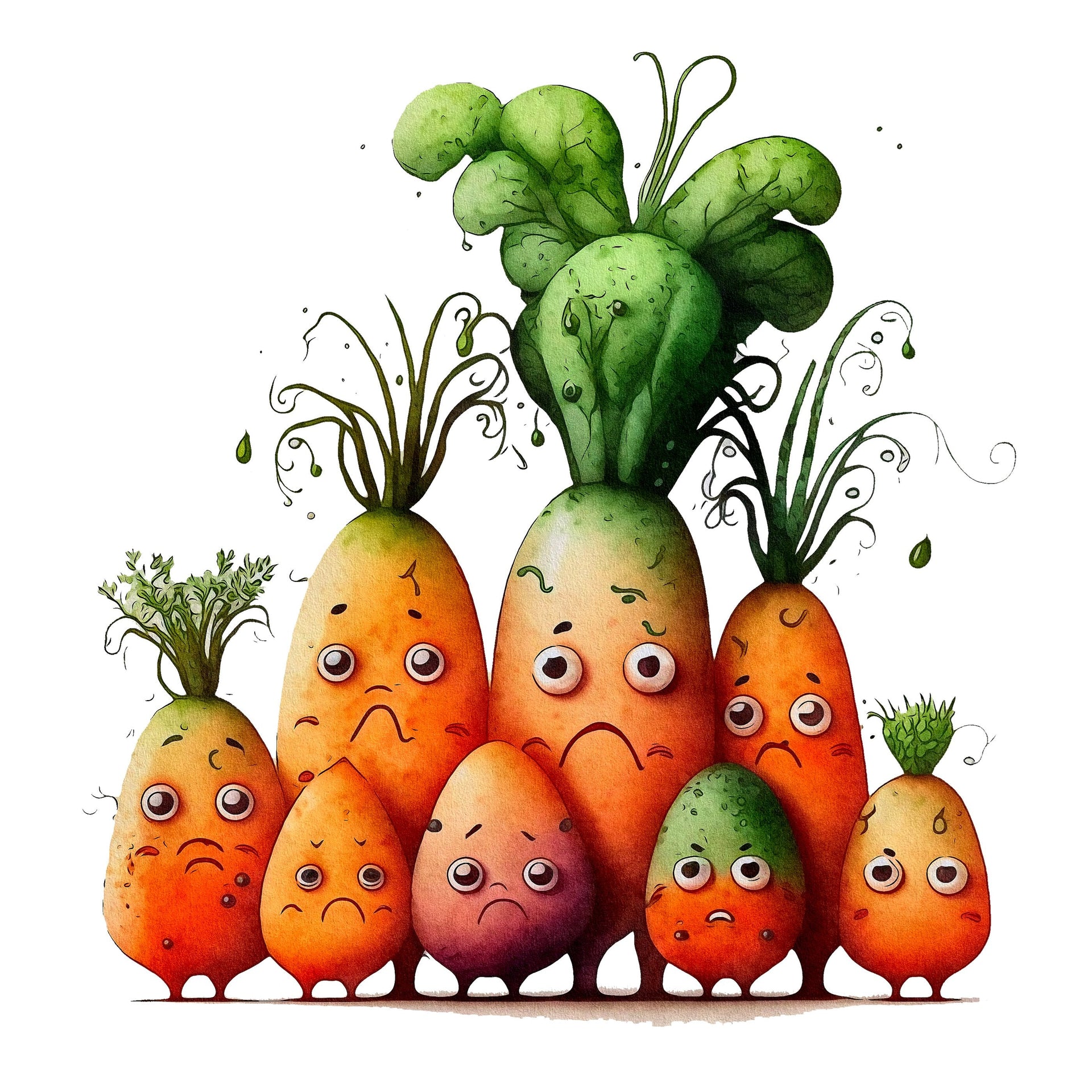 Grumpy Vegetables Carrots Fabric Panel