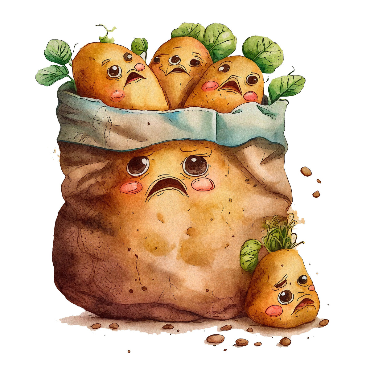 Grumpy Vegetables Potatoes Fabric Panel