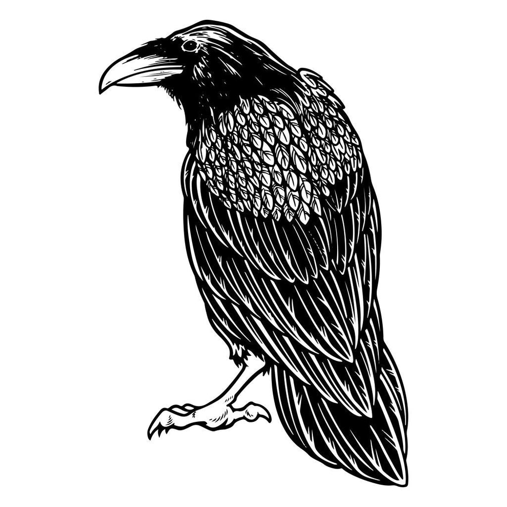 Halloween Evil Raven Fabric Panel - White