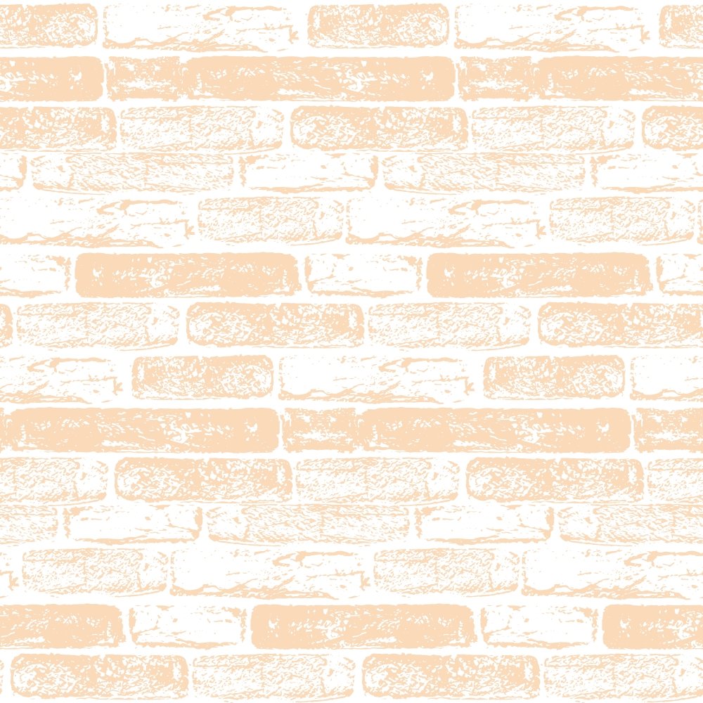 Hand Drawn Brick Wall Fabric - Pizazz Peach