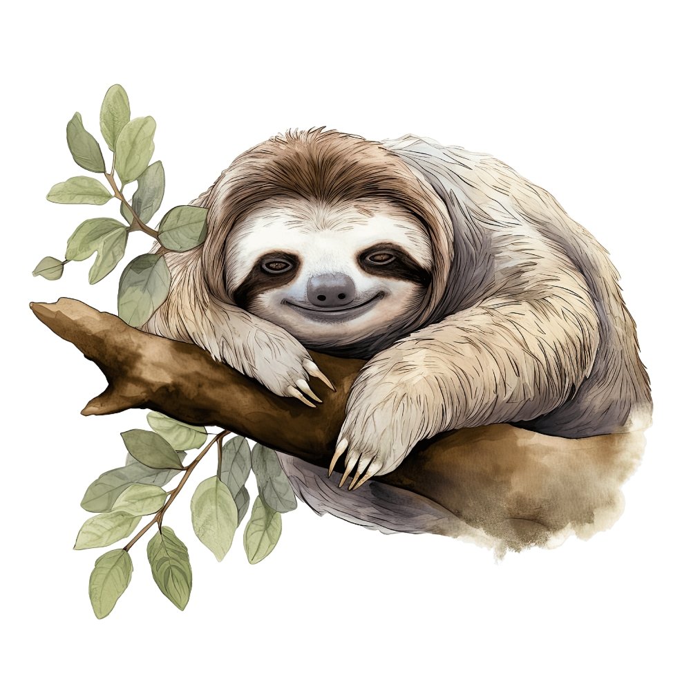 Hand Drawn Sloths Sleeping #3 Fabric Panel