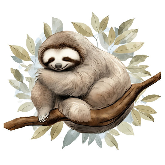 Hand Drawn Sloths Sleeping #6 Fabric Panel