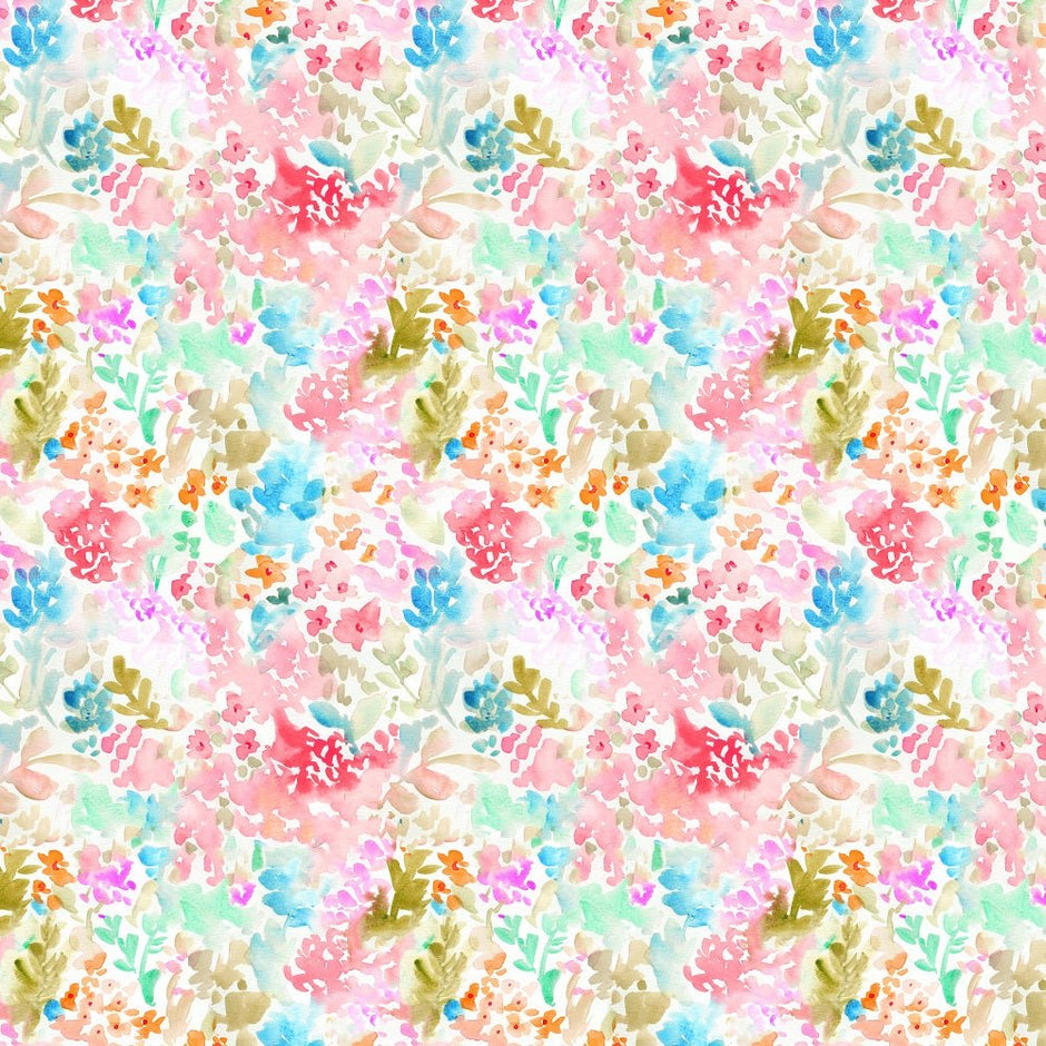 Hand Painted Abstract Flowers Fabric
