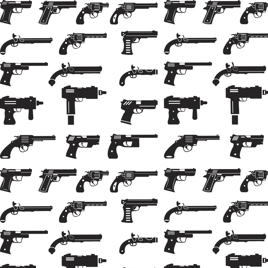Handgun Silhouette Fabric - Black