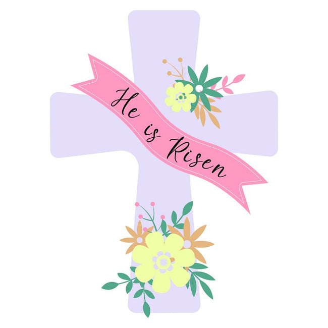 He Is Risen Pastel Cross Fabric Panel