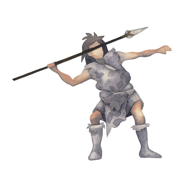 Ice Age Caveman with a Spear Fabric Panel