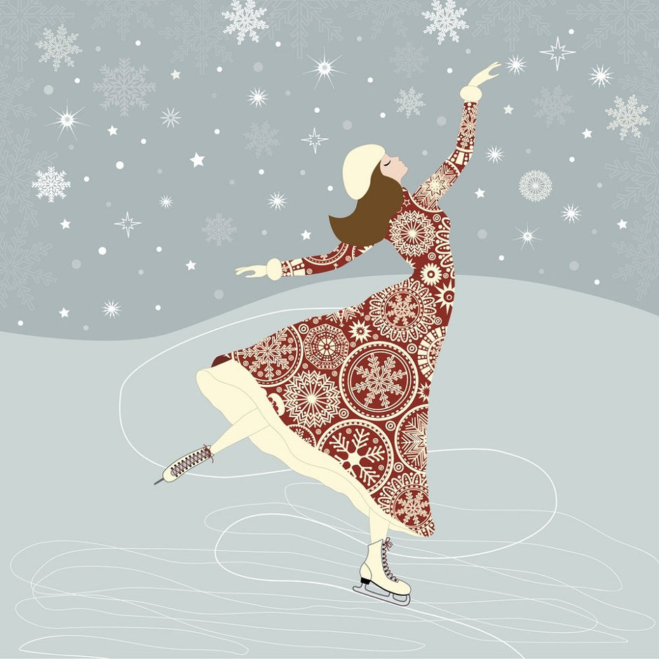 Ice Skating In Winter Fabric Panel