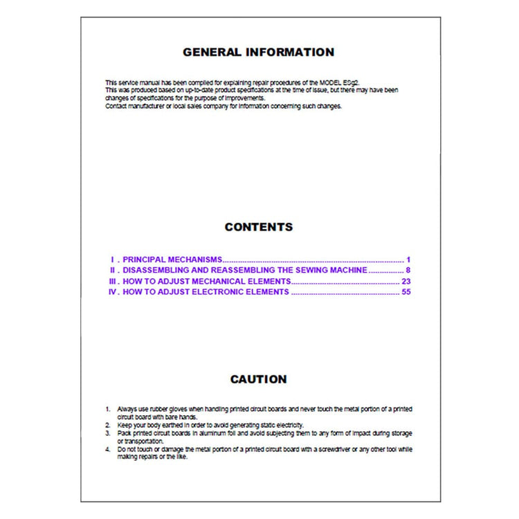 Babylock ESG2 Ellageo Instruction Manual