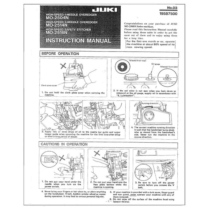 Juki MO-2516N Instruction Manual