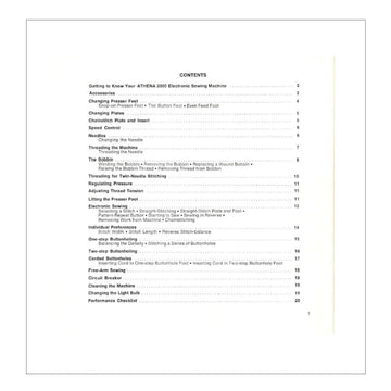 Singer Athena 2000 Instruction Manual