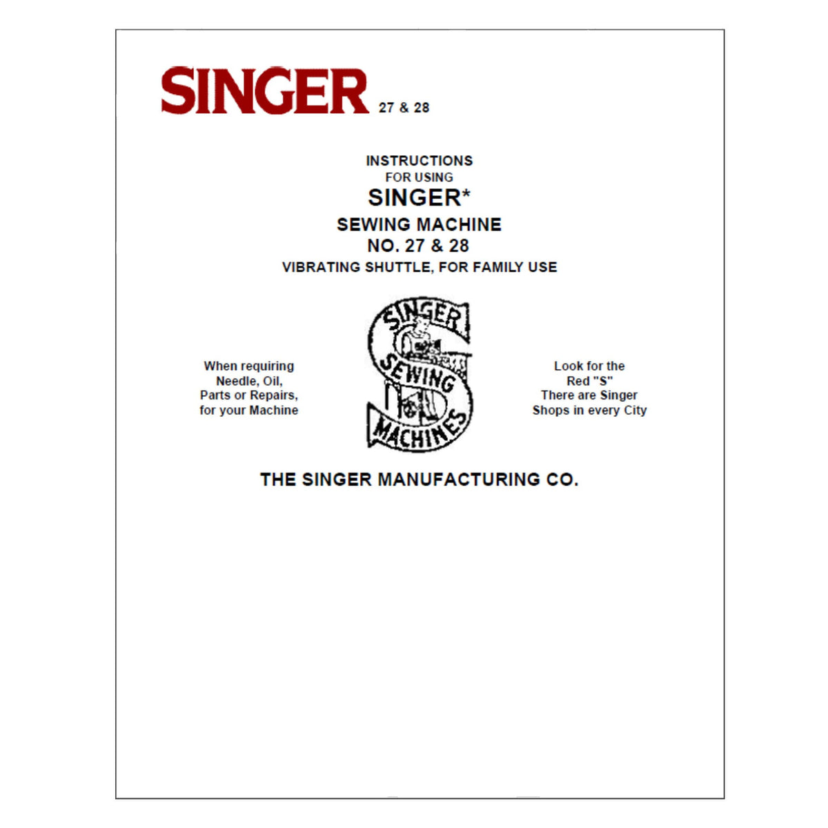 Singer 27 Instruction Manual