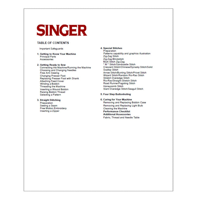 Singer 7028 Instruction Manual