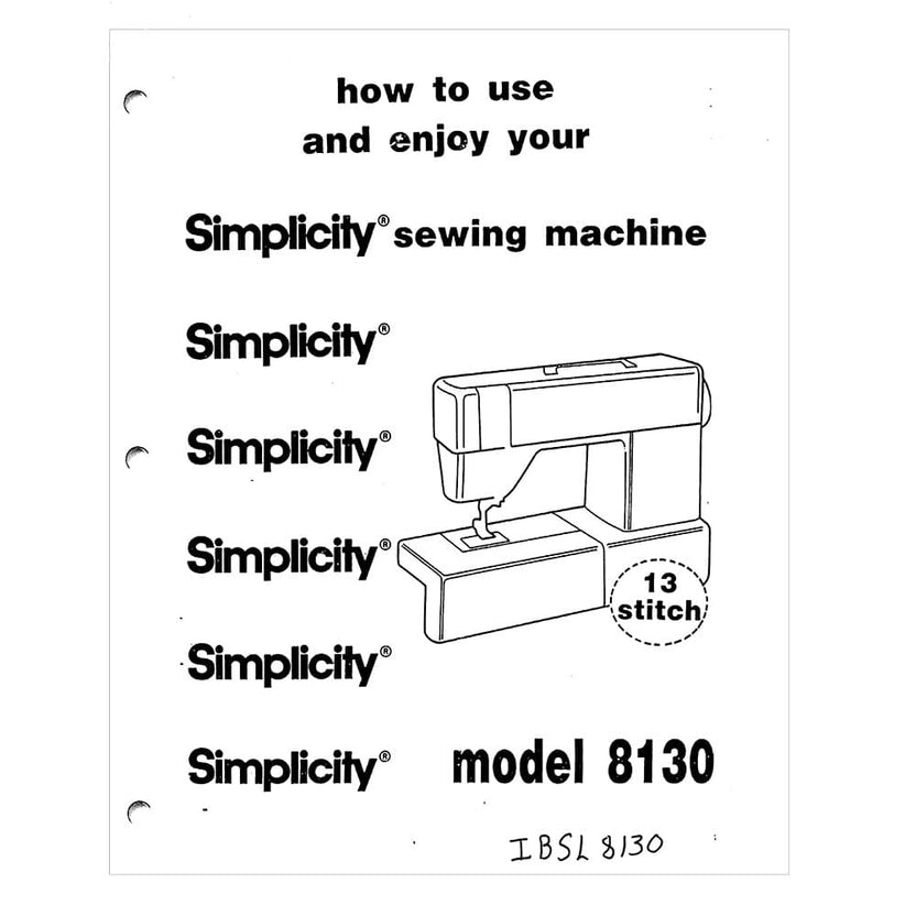 Simplicity SL8130 Instruction Manual