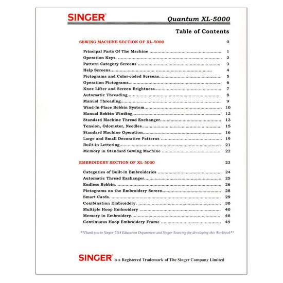 Singer XL-5000 ORIGINAL Instruction Manual