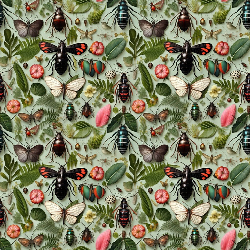 Insects & Leaves Fabric